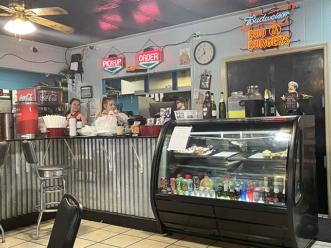 A counter view that reveals where the magic happens &ndash; the nerve center of comfort food operations where orders become edible joy.