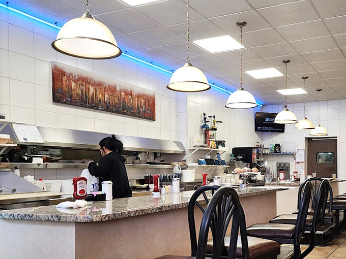 Where the magic happens&mdash;the counter view offers a glimpse into the choreographed chaos that produces plate after plate of diner perfection.