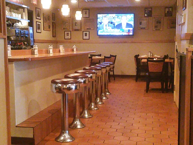 The counter seating offers front-row tickets to the greatest show in town: breakfast served with a side of community. 