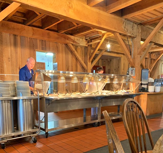 The buffet line&mdash;where staff stand ready to help you make the most important decision of your day: dark meat or white?