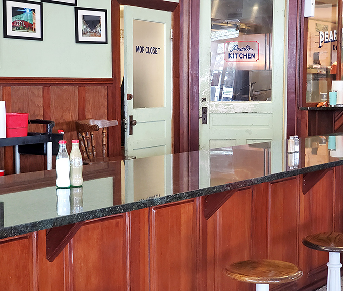 Behind that counter is where breakfast dreams come true &ndash; "Pearl's Kitchen" isn't just a sign, it's a promise of good things to come.