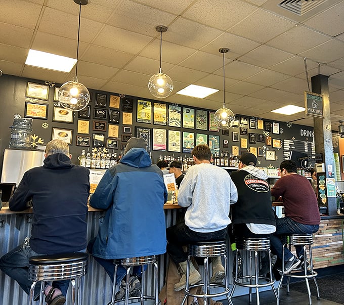 The counter seating offers front-row tickets to the breakfast show, where locals hunker down with steaming mugs while awards and accolades cover the walls behind.
