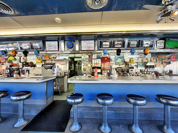 The counter view&mdash;where breakfast theater unfolds and regulars claim their spots like senators on the floor of Congress.