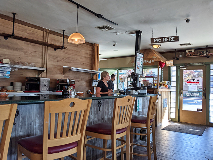 The counter seats offer front-row tickets to the breakfast show, where regulars exchange news while waiting for their morning feast.