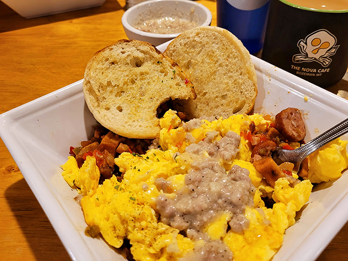 Cowboy hash that would make any trail cook hang up their spurs in defeat&mdash;topped with eggs and gravy for good measure.
