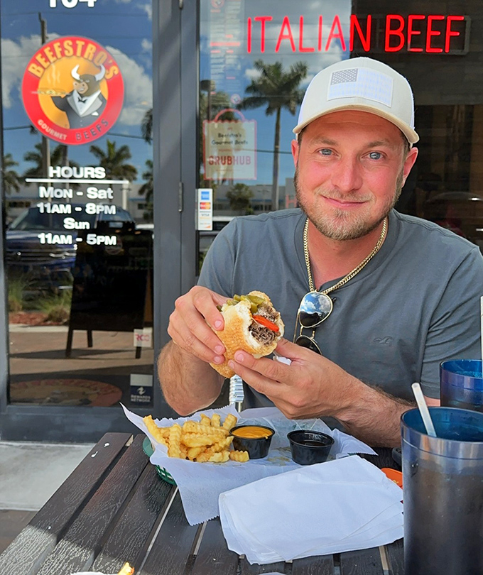 That look of pure joy &ndash; the universal expression of someone who's just discovered their new favorite sandwich spot in Florida.