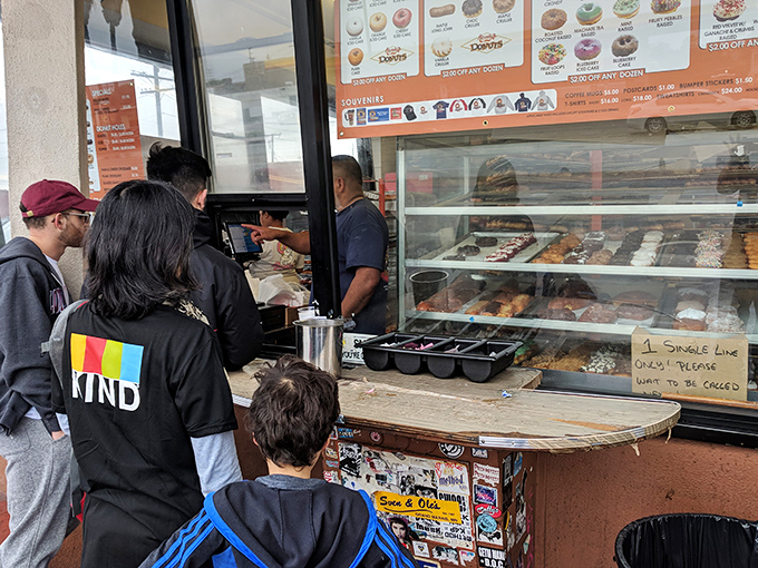 The line forms early and moves quickly&mdash;a diverse cross-section of LA united by the universal language of fried dough.