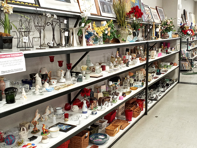 Shelves of ceramic treasures and glassware that would make your grandmother exclaim, "They don't make 'em like this anymore!"