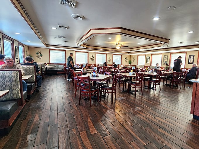 The dining room hums with the white noise of forks against plates and coffee being poured&mdash;nature's most soothing breakfast soundtrack.