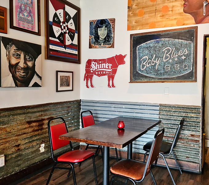 Blues legends watch over diners from every wall, creating an atmosphere where the decor has as much soul as the food. That Shiner Bock sign isn't just decoration &ndash; it's a promise.