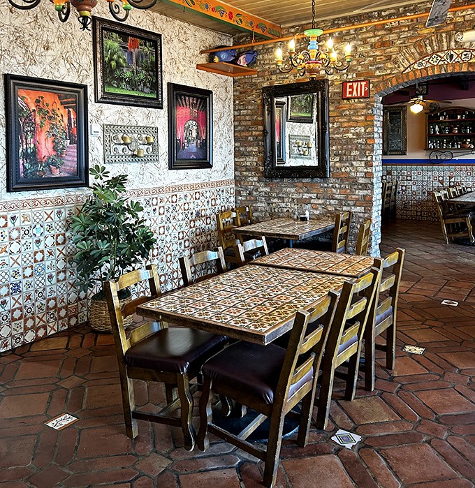 The dining area feels like that favorite aunt's house &ndash; the one who collects colorful tiles and makes everyone feel instantly at home.