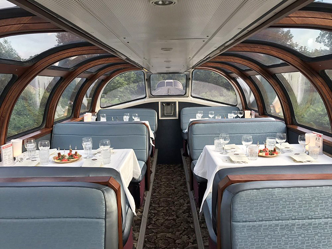 Fine dining meets scenic rolling. Where else can you enjoy a white tablecloth experience while crossing a bridge over sparkling waters?