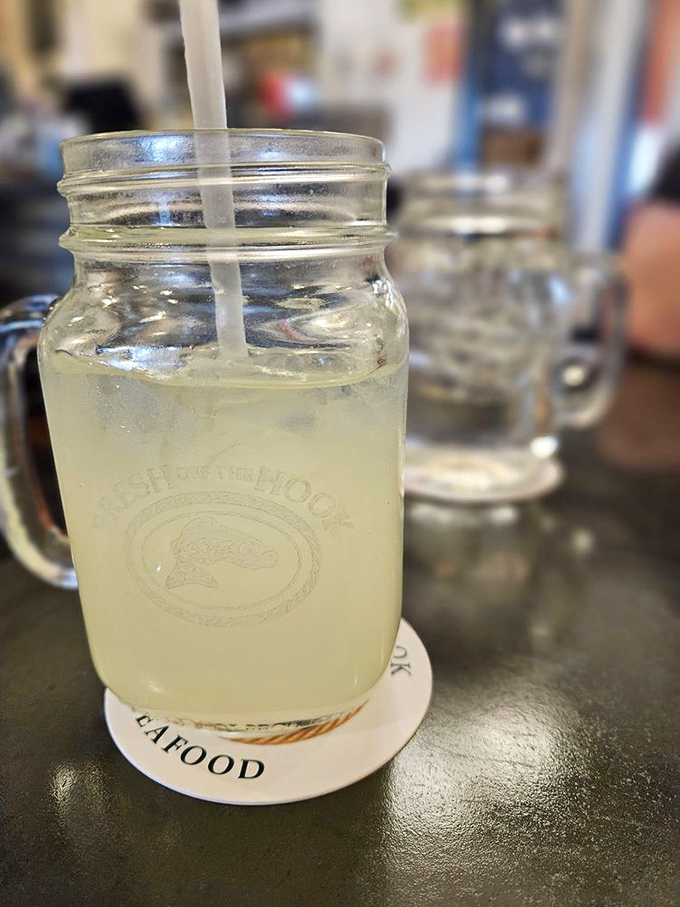 Fresh lemonade in a mason jar, because even your beverages deserve to feel like they're on vacation.