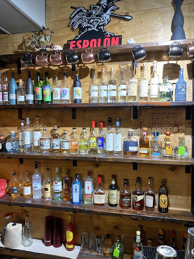 A tequila and mezcal collection that tells you this place takes its liquid accompaniments as seriously as its seafood.