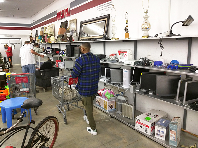 The electrical department: a retirement home for gadgets where that bread maker you always wanted in 1998 is finally within reach. 