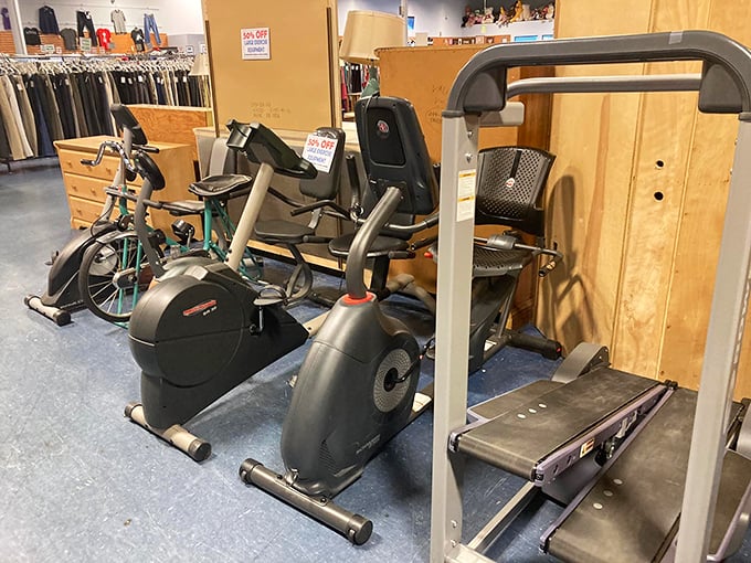 The fitness equipment graveyard, where New Year's resolutions come to rest. Turn someone else's abandoned health kick into your home gym revolution!