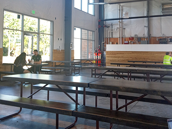 The indoor dining area provides shelter when Oregon's famous liquid sunshine makes an appearance during your food cart feast.
