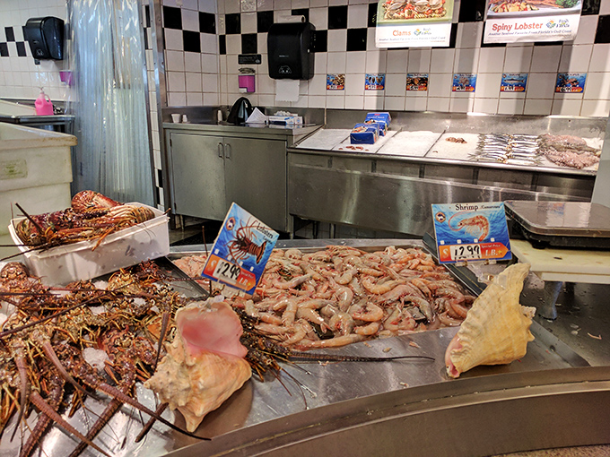 The fish market display&mdash;where today's catch becomes tonight's masterpiece, no frequent flyer miles required for this seafood.