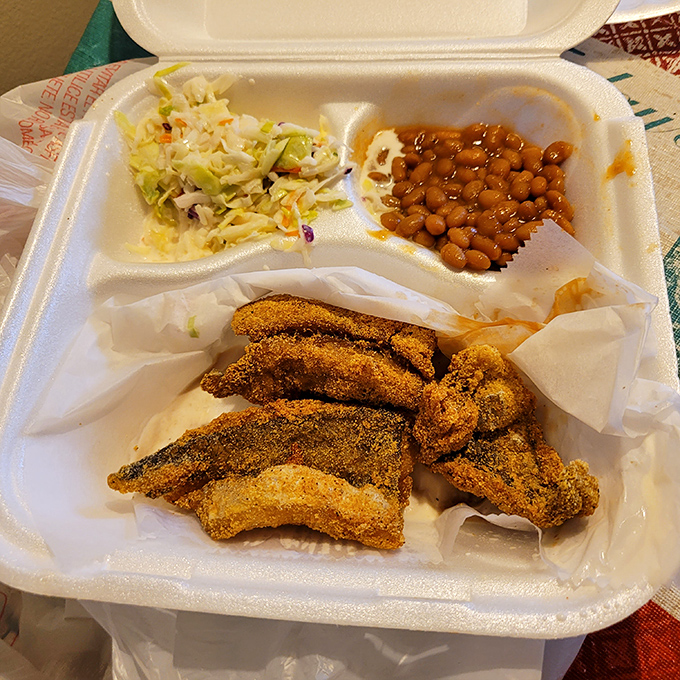 Cornmeal-crusted fish with sides that know their supporting role. Southern comfort that swam north and found a happy home in Ohio.