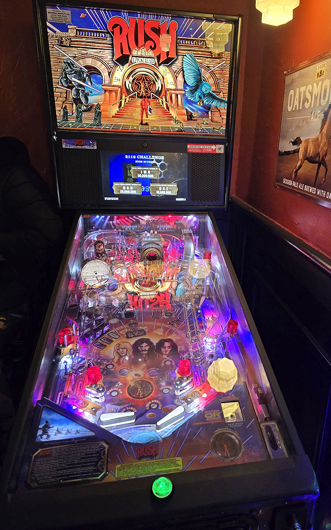 Nothing says "neighborhood pub" quite like a vintage pinball machine waiting to entertain you while your burger masterpiece is being crafted.