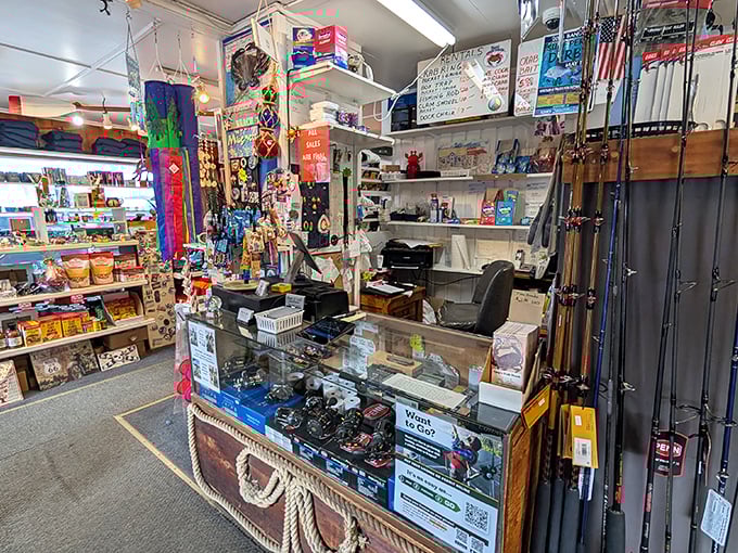 Beyond the kitchen, Tony's fishing supply corner stands ready to equip the optimistic who think, "Maybe I'll catch my own dinner next time."