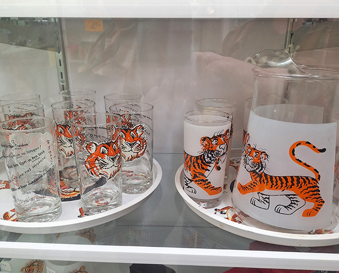 Esso Tiger glasses that once came free with fill-ups now command collector prices—proof that sometimes, the best things in life aren't free.