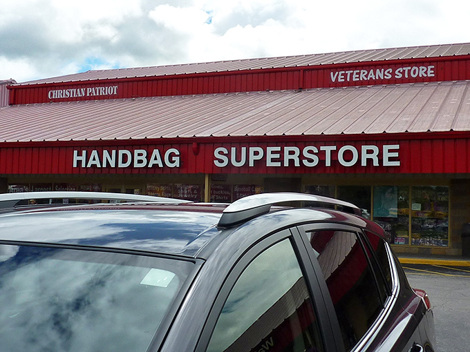 The Handbag Superstore: where "I'll just get one purse" becomes a mathematical impossibility the moment you cross the threshold.