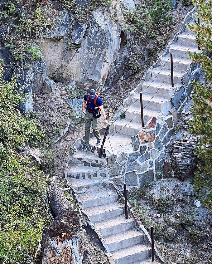 These stone steps were clearly engineered by someone who understood that a good hike should be equal parts challenge and reward.