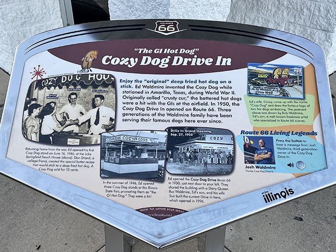 History you can read while you eat! This marker tells the Cozy Dog story better than any Instagram caption ever could.
