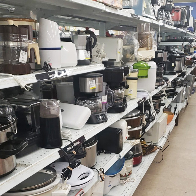 Kitchen appliance heaven – where coffee makers, blenders and toasters await their chance to whir back to life in your home.