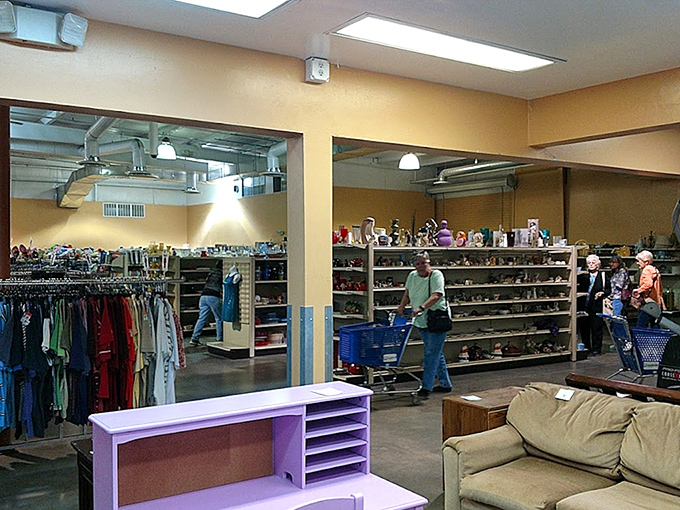 The shoe section reveals a footwear library where every pair tells a story—from barely-worn hiking boots to dance-floor veterans.