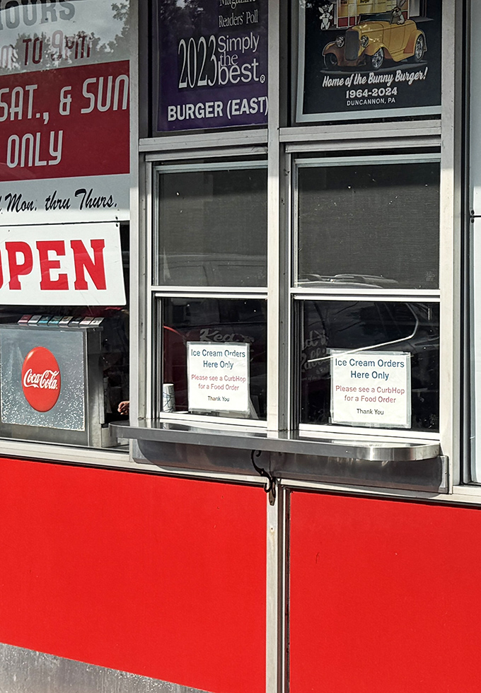 The ice cream window&mdash;where summer dreams are served one scoop at a time. Worth the separate trip from your burger order.