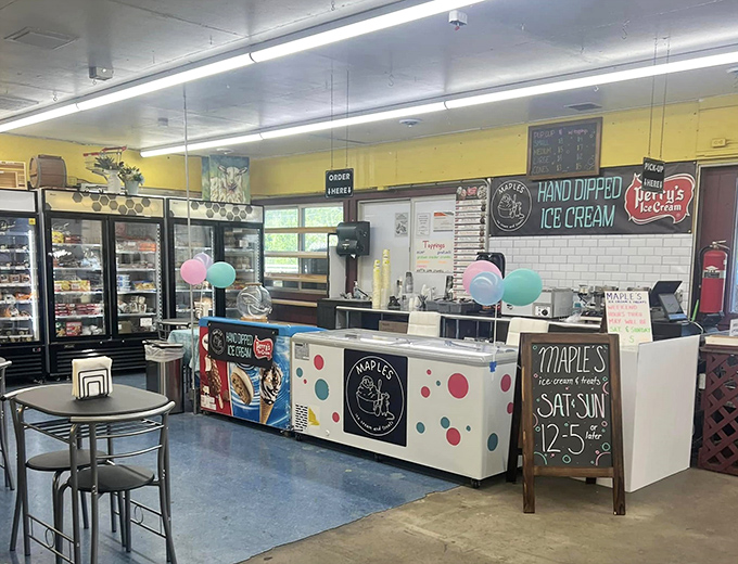 Sweet relief on a hot day! This charming ice cream counter offers hand-dipped scoops that make supermarket pints seem like a sad compromise.