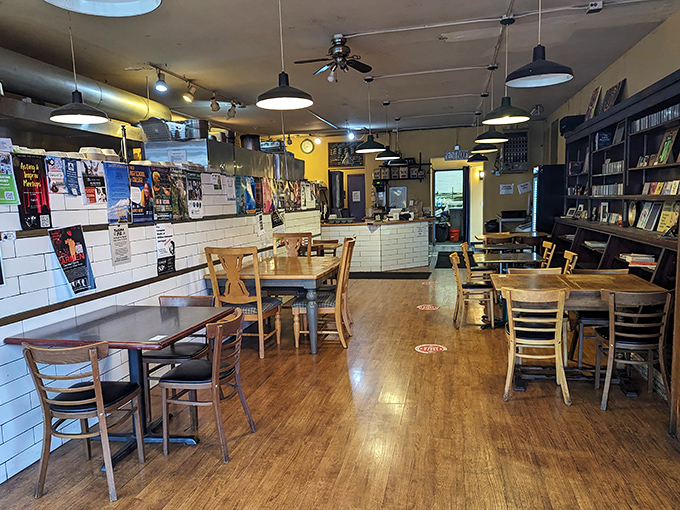 Industrial pendant lights hang over wooden floors and eclectic furnishings&mdash;the backdrop for countless Tacoma breakfast memories.