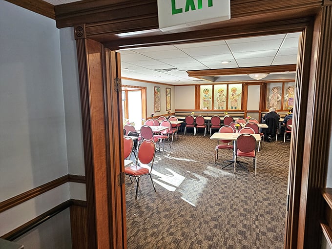 The dining room speaks volumes about priorities: comfort over flash, substance over style, and chicken over everything else.