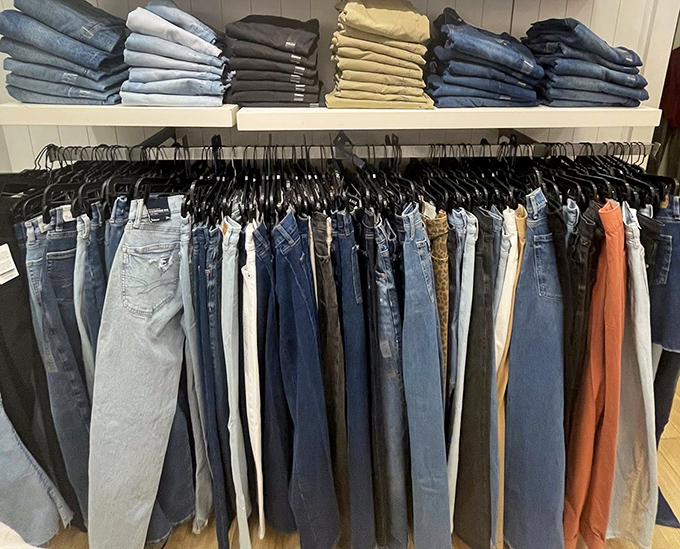 Jean therapy in progress &ndash; rows of denim in every wash imaginable stand ready to solve that universal dilemma: finding pants that actually fit.
