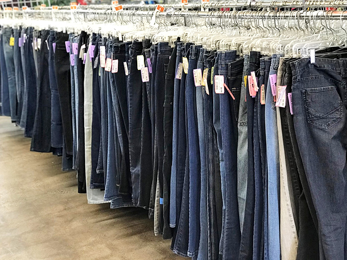 The denim district &ndash; where jeans of every wash and vintage hang like an evolutionary chart of American casual fashion.