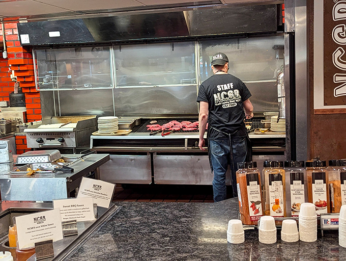 Where the magic happens&mdash;a glimpse into the kitchen reveals the careful choreography behind your endless parade of perfectly cooked steaks.