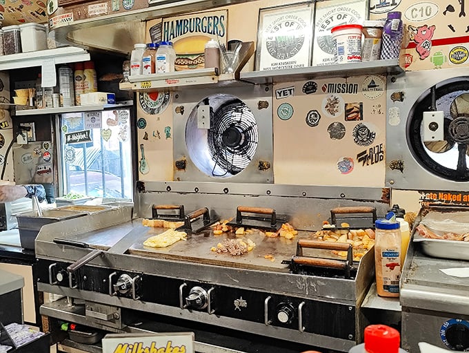 Behind this well-worn grill lies decades of breakfast wisdom&mdash;where short-order cooking becomes performance art for those lucky enough to score counter seats.