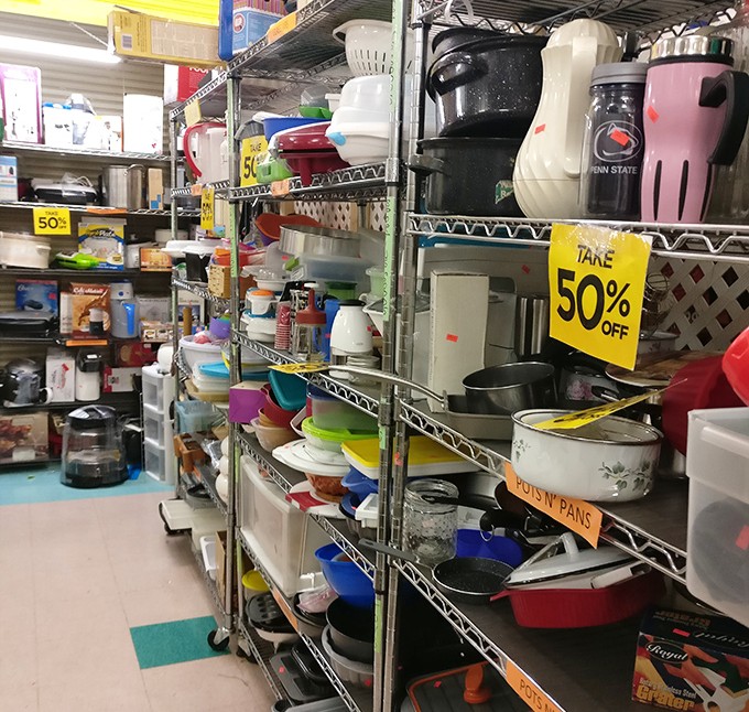 Kitchen appliances from every decade line these shelves&mdash;from college apartment essentials to grandma's forgotten favorites.