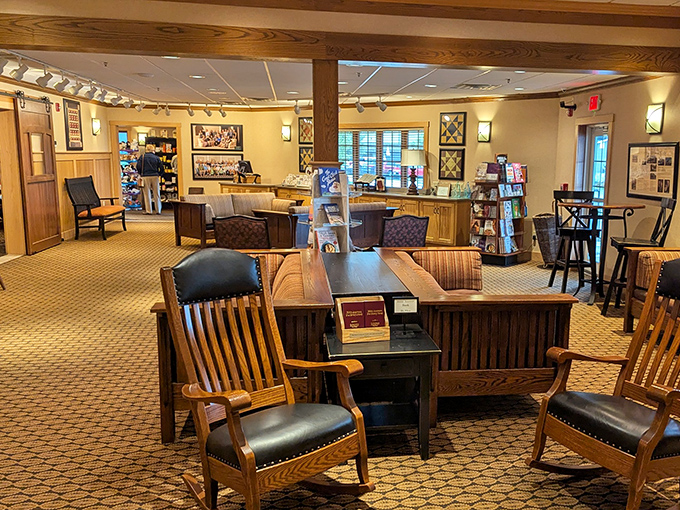 The lobby's wooden rocking chairs invite you to sit a spell after your meal&mdash;you'll need the recovery time anyway.