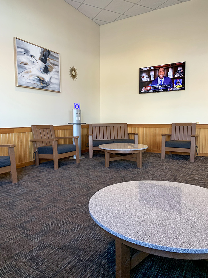 The unsung hero of outlet shopping &ndash; comfortable seating areas where shopping companions can rest while you "just check one more store."