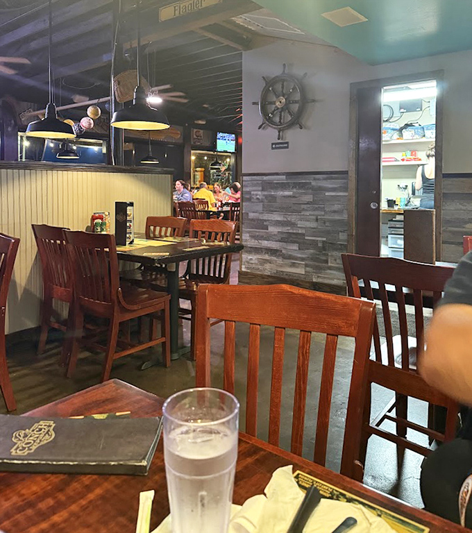 Nautical touches like ship wheels and weathered wood make dining here feel like you've discovered the galley of a particularly delicious pirate ship.