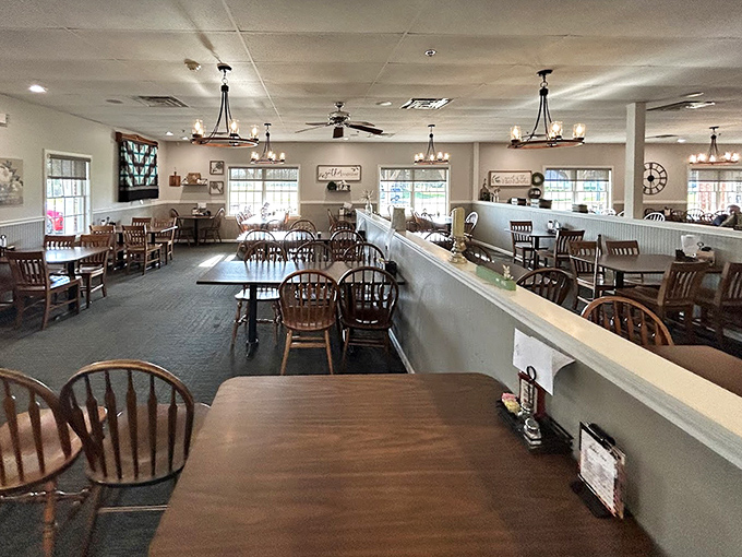 Wooden chairs and simple decor create an atmosphere where the food&mdash;not the frills&mdash;takes center stage in this dining experience.