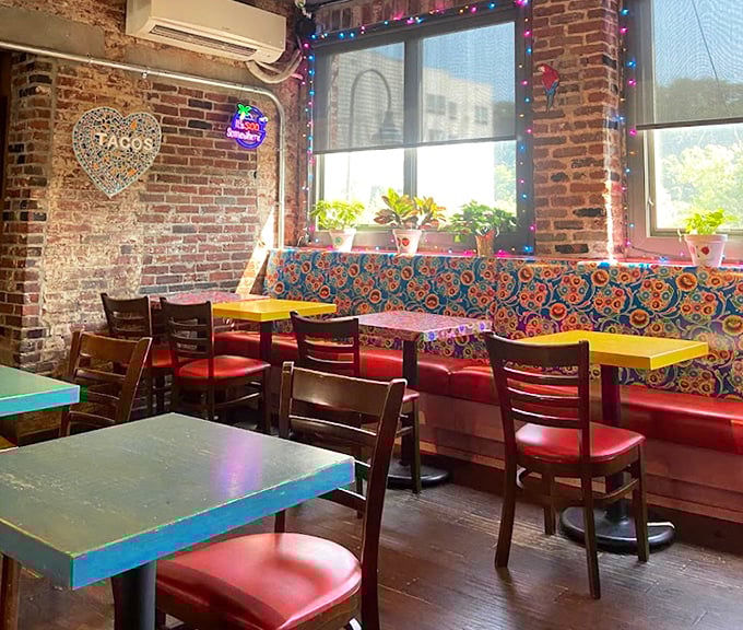 The "TACO" heart art on exposed brick says what we're all thinking: true love isn't just for people&mdash;it's for perfectly prepared Mexican food too.
