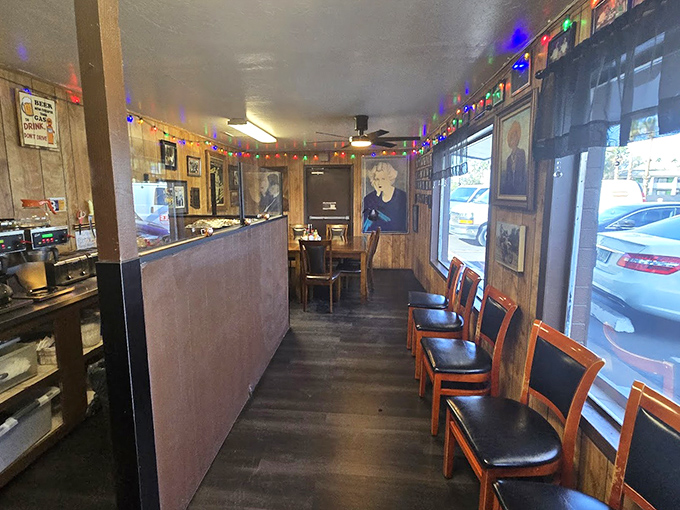 The entryway where hungry patrons have stood, impatiently shifting weight from foot to foot, contemplating life's big question: pancakes or waffles?