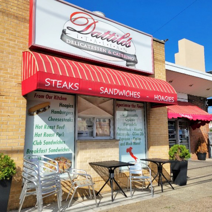 Outdoor seating at Dattilo's lets you enjoy your sandwich in the Philadelphia sunshine while contemplating ordering a second one.