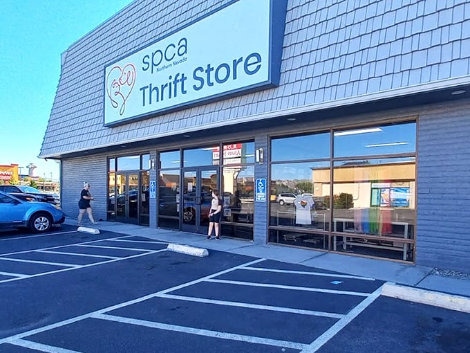 A modern storefront with clean lines and bright signage &ndash; not your grandmother's cluttered, musty thrift store of yesteryear.