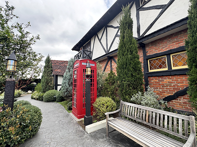 A red British phone booth stands guard outside, as if to say, "Call everyone you know&mdash;they should be eating here too."