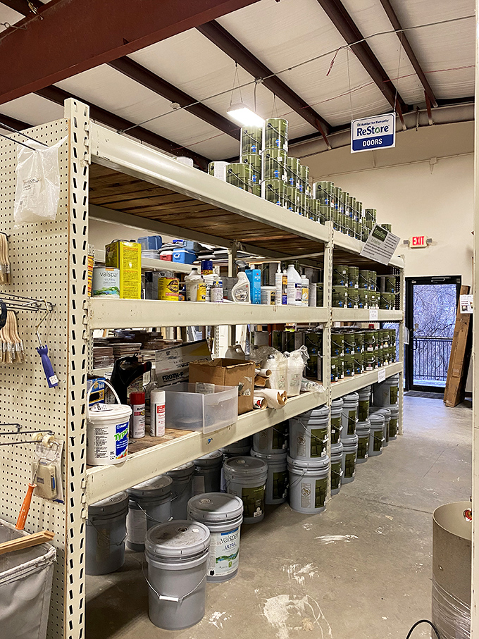 The paint section is a DIYer's dream&mdash;rows of cans in every color imaginable. Someone else's "oops" color becomes your perfect accent wall.